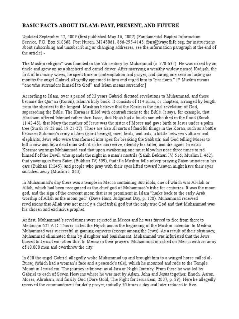 Basic Facts About Islam Past, Present, and Future | PDF