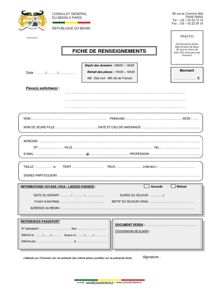 Fiche de Renseignements - OK | PDF