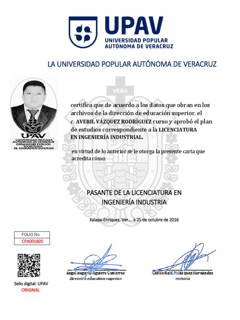 Carta Pasante Upav | PDF