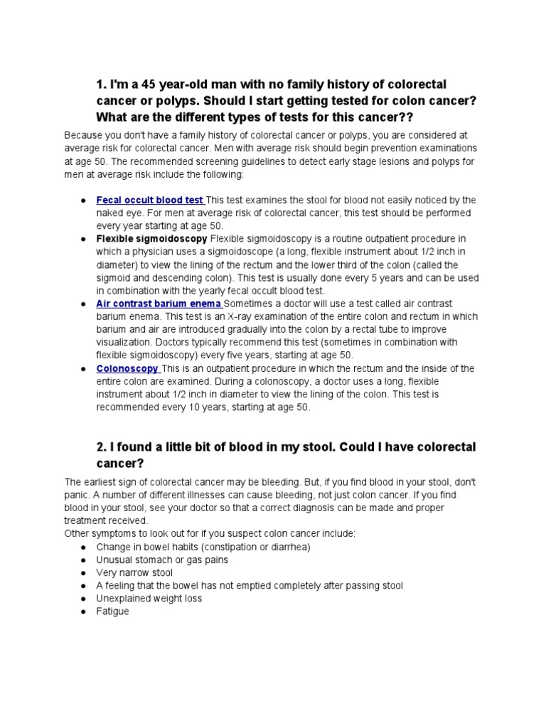 Fecal Occult Blood Test: Colonos | PDF | Colorectal Cancer | Colonoscopy