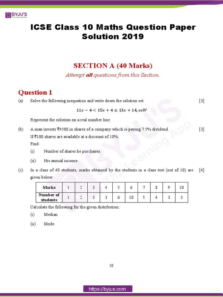 Maths 10 Years Question Paper | PDF | Area | Matrix (Mathematics)