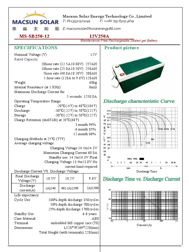 MS-SB250-12 12V250A: Specifications Product Picture | PDF ...