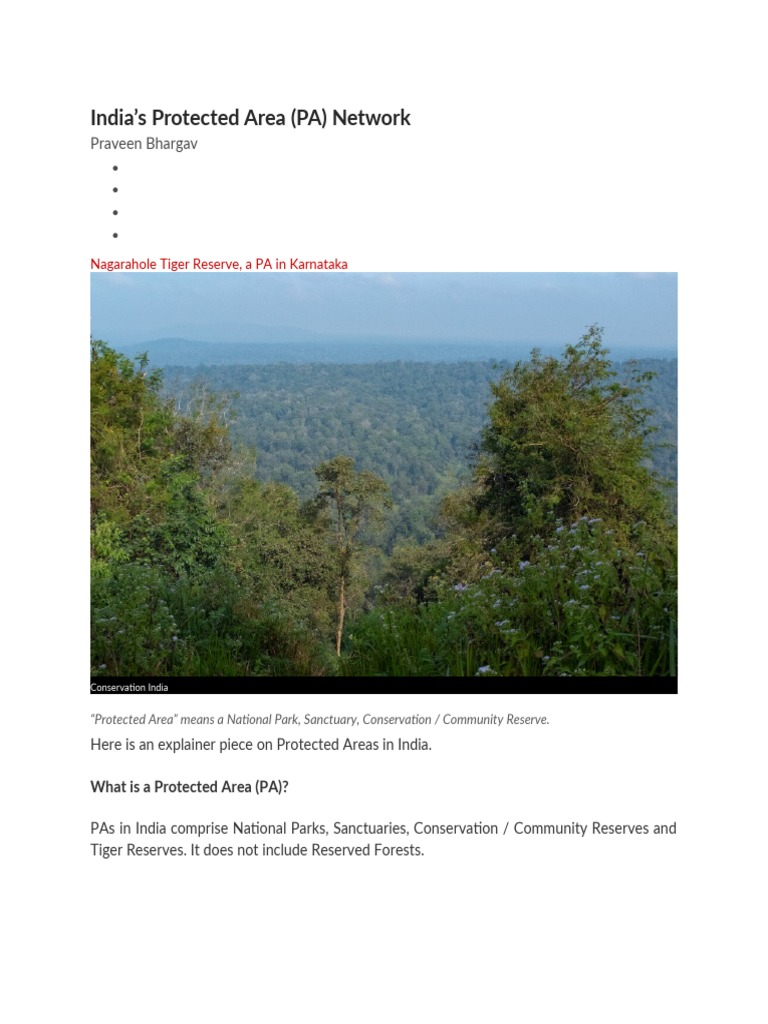 Protected Areas in India | PDF | Protected Area | Natural Environment