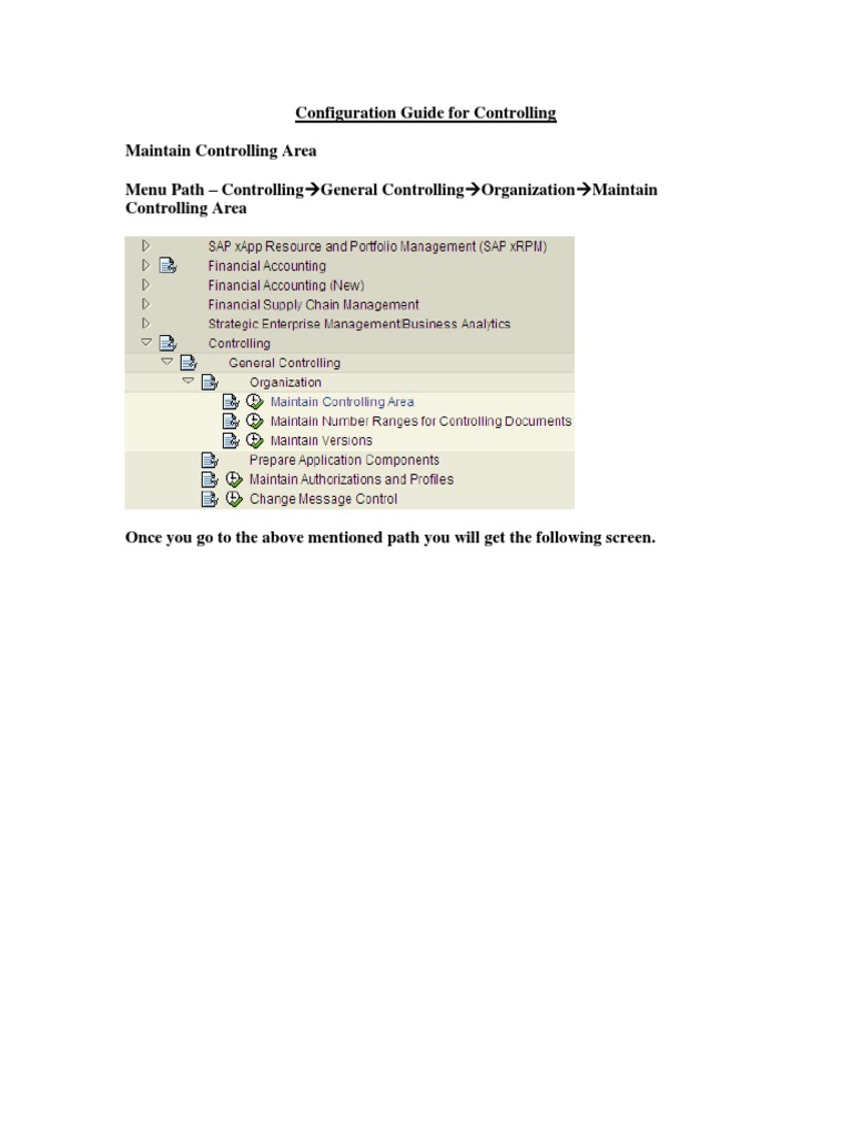 Configuration Guide for Setting Up Controlling Area, Cost Center ...