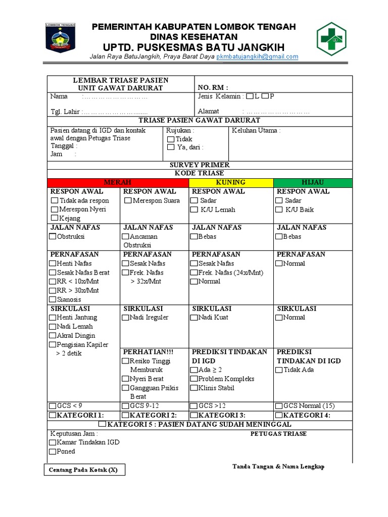 Form Triase IGD | PDF