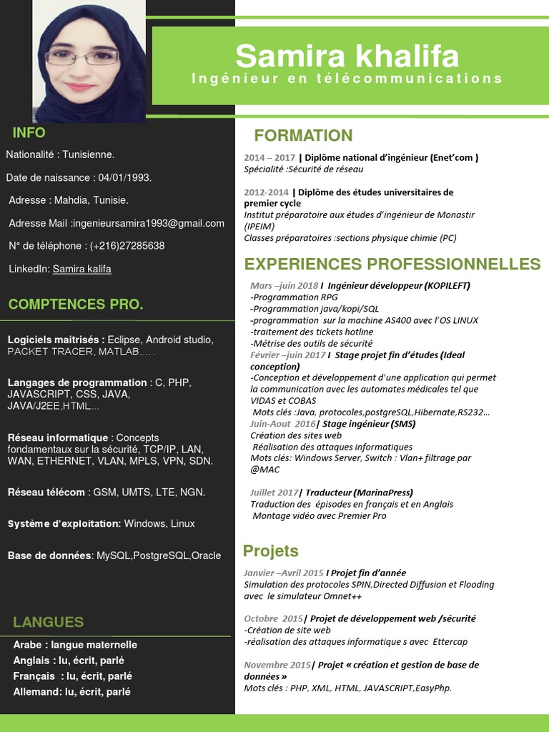 CV Samira Khalifa | PDF | Java (Langage de programmation) | Internet