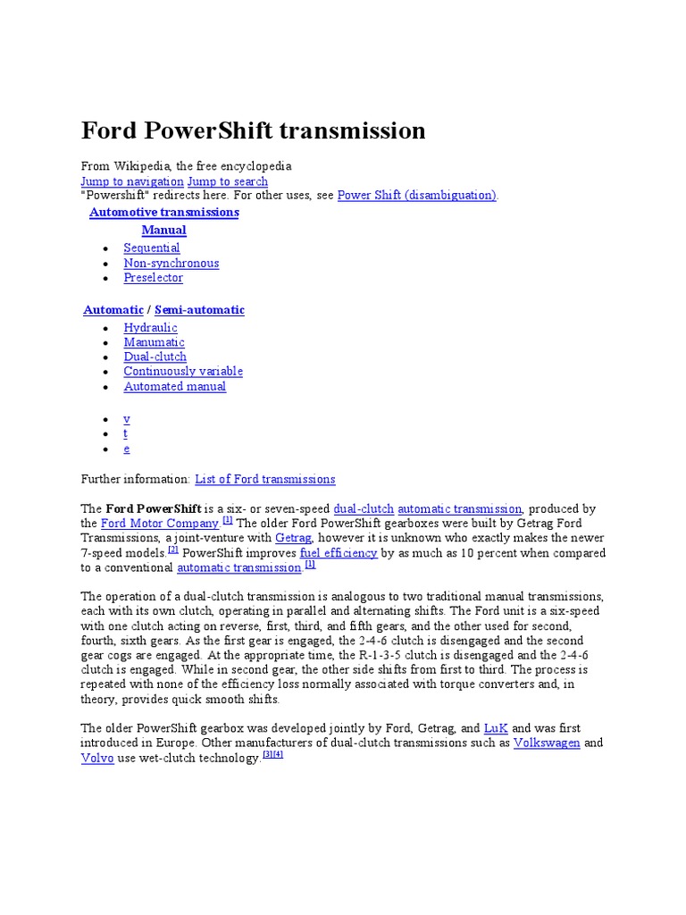 Ford Powershift Transmission: Automotive Transmissions Manual | PDF ...