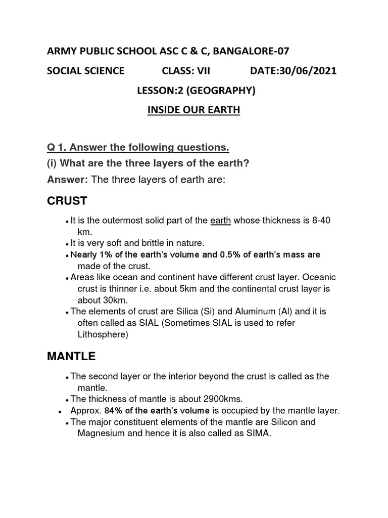 7th Geography (Chapter - 2) | PDF | Rock (Geology) | Sedimentary Rock