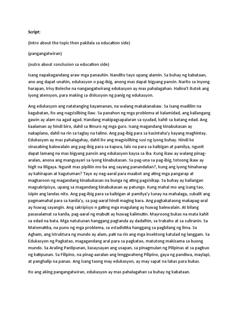 Balagtasan Script | PDF