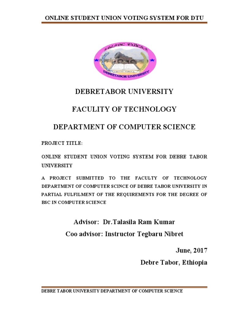 Debretabor University Faculity of Technology Department of Computer Science | PDF | Use Case | Php