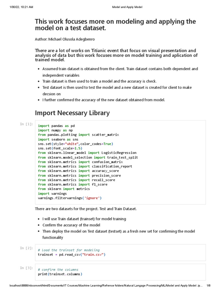 Model and Apply Model | Download Free PDF | Machine Learning ...