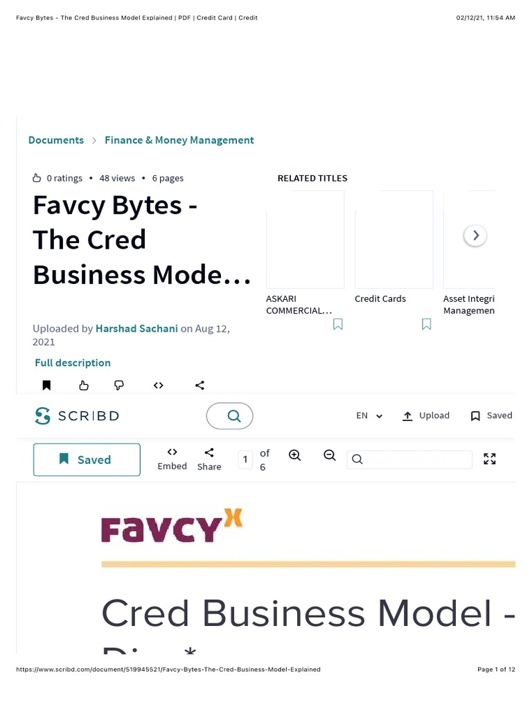 Favcy Bytes - The Cred Business Model Explained PDF Credit Card Credit ...