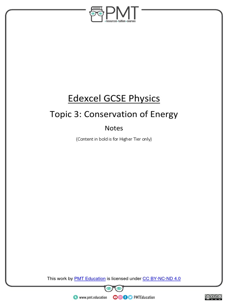 Edexcel GCSE Physics: Topic 3: Conservation of Energy | PDF | Heat ...