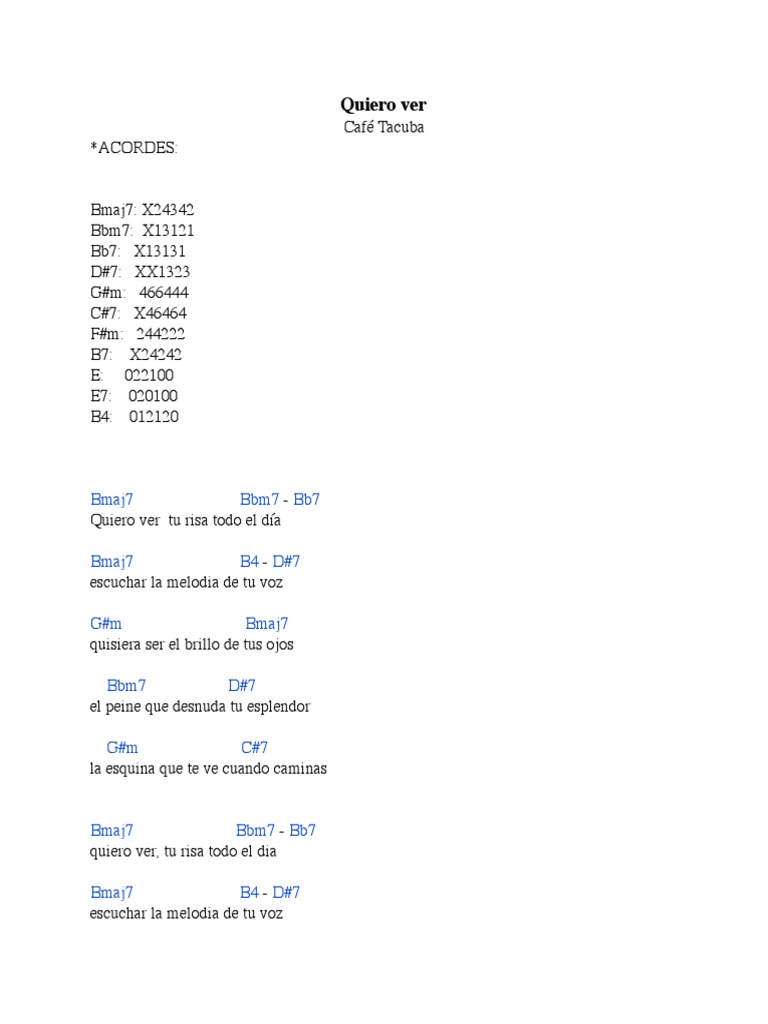 Letras y acordes de "Quiero Ver" | PDF