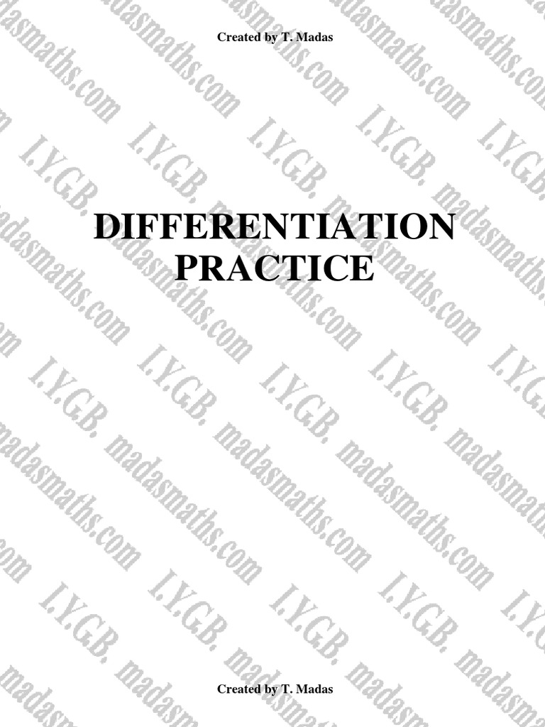 Differentiation Practice Pdf Tangent Maxima And Minima