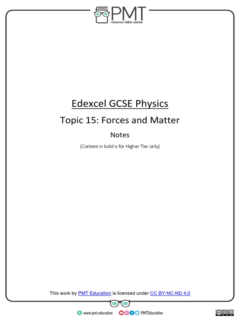 Forces and Matter: An Analysis of Key Concepts in Edexcel GCSE Physics ...