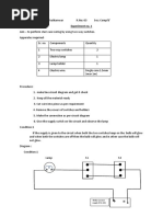One Lamp Controlled by One Switch: 19EEE181Basic Electrical and Electronics Engineering Lab ...