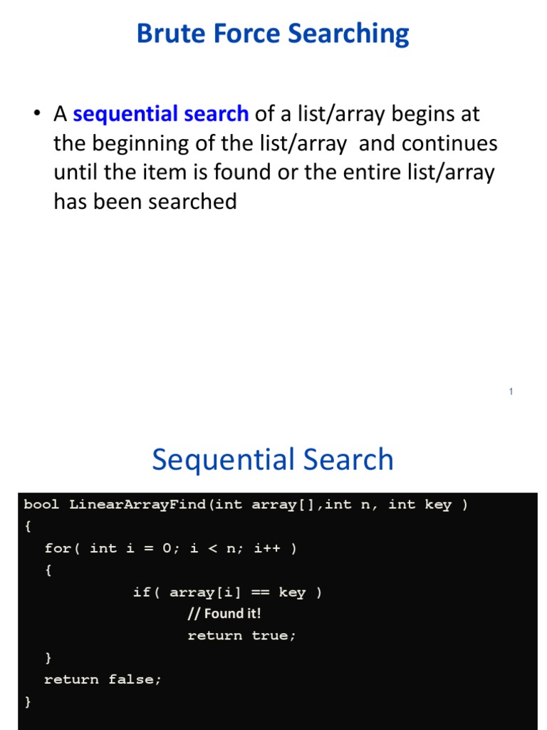 Brute-Force Searching and String Matching | PDF | Array Data Structure | Theoretical Computer ...