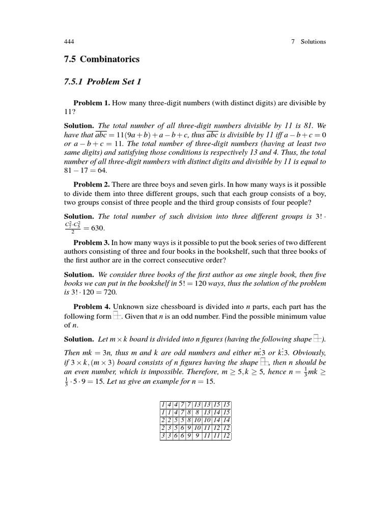 7.5.1 Problem Set 1: 7.5 Combinatorics | PDF | Numbers | Triangle