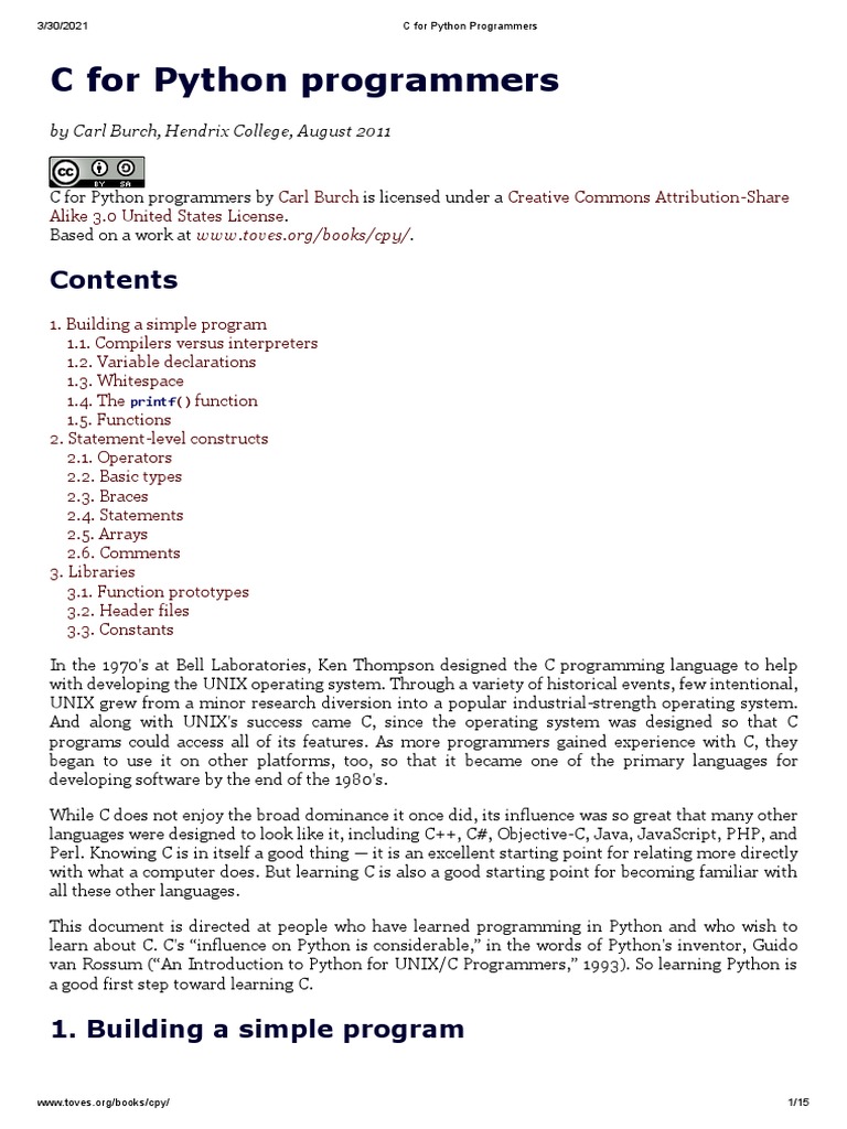 C For Python Programmers | PDF | Data Type | Parameter (Computer ...