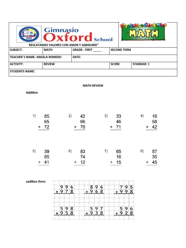 Math Review Exam | PDF