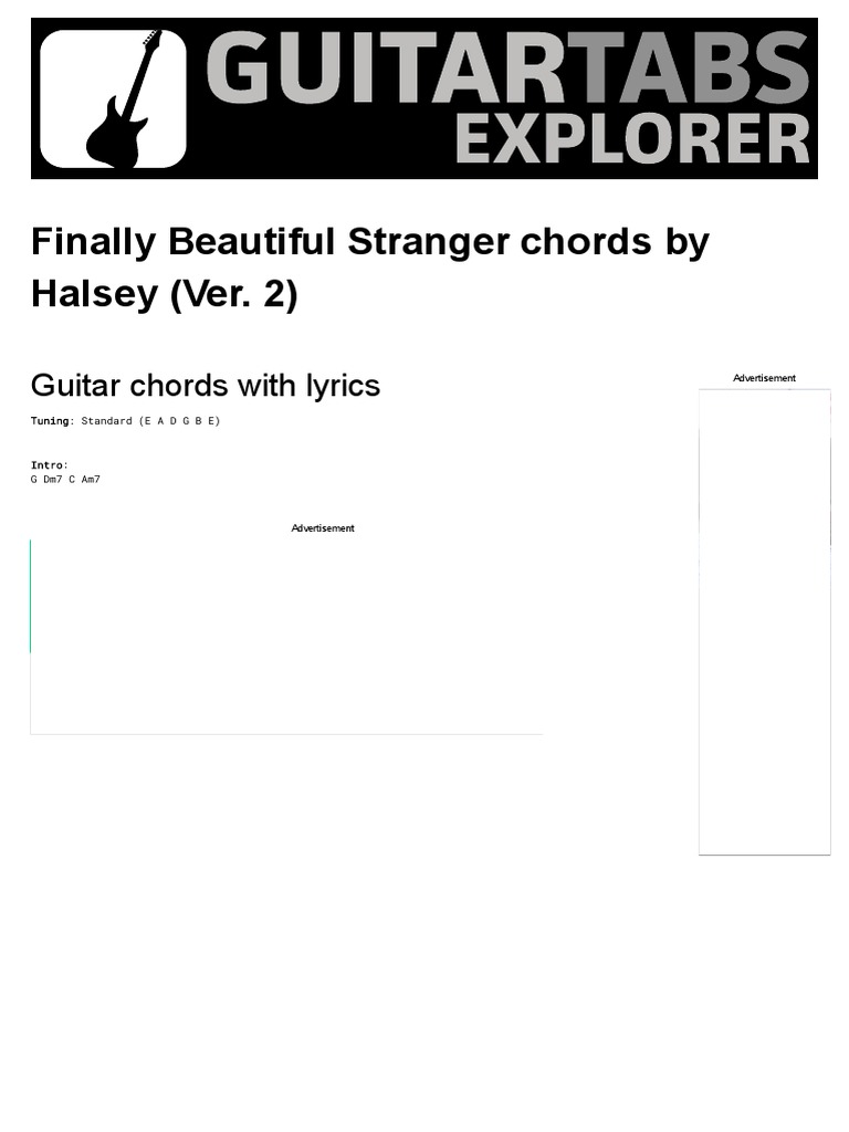 FINALLY BEAUTIFUL STRANGER (VER. 2) Guitar Chords by Halsey - Guitar ...
