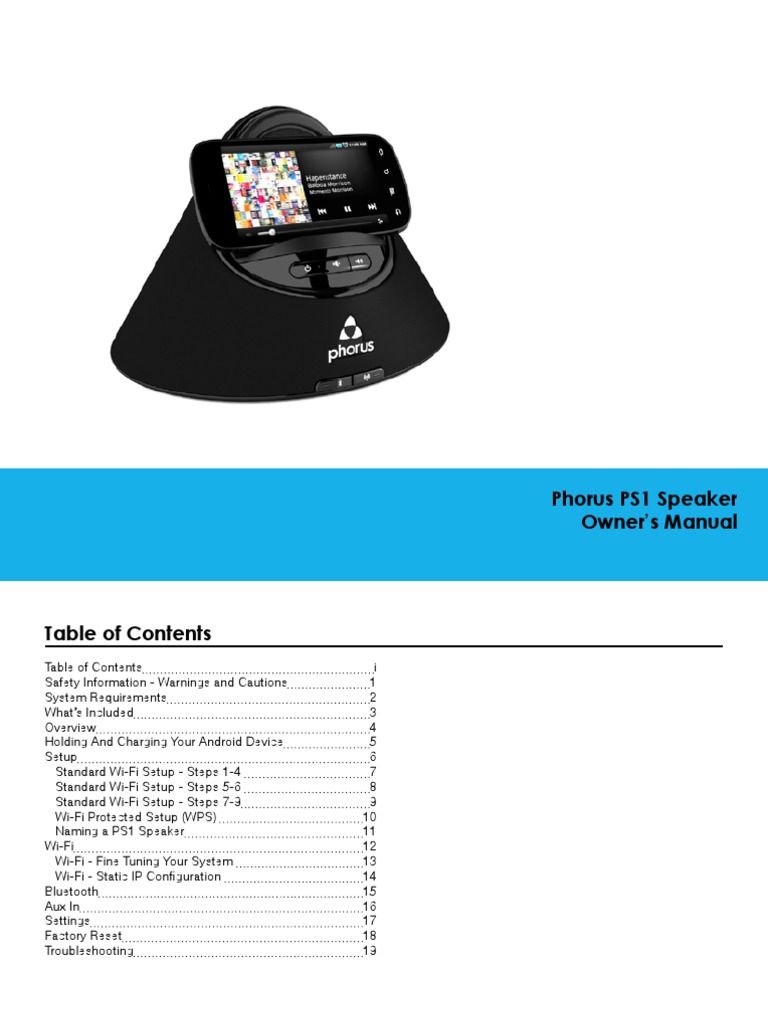 Phorus PS1 Speaker Owners Manual en | PDF | Wi Fi | Bluetooth