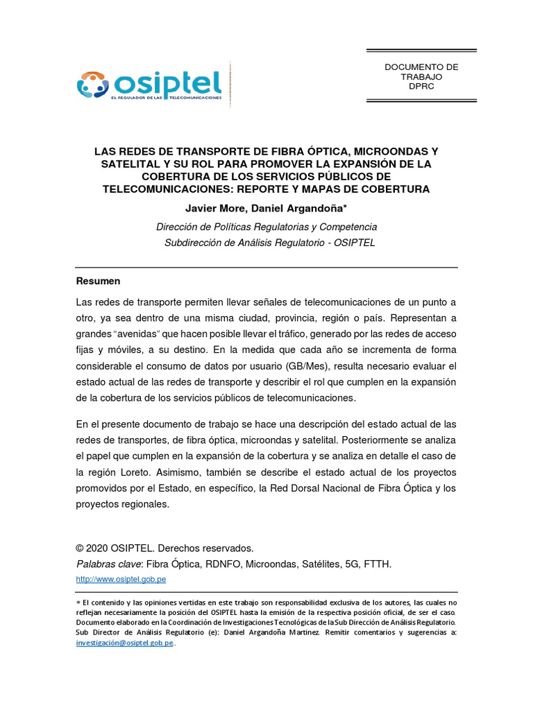 49 DT Reporte y Mapas de Cobertura Redes de TX Fibra - MW y Satelital ...