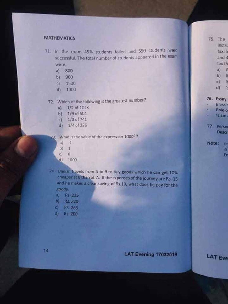 Lat Test Past Papers PDF Download | PDF