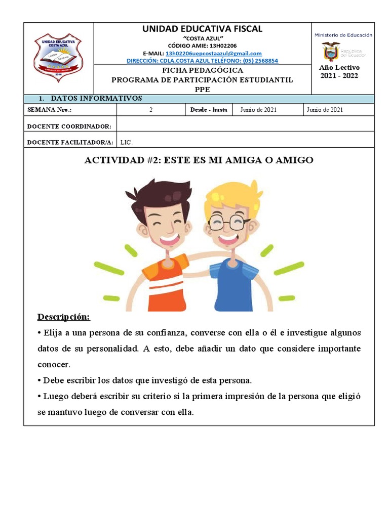 Ppe Actividad 2 Segundo Bgu | PDF