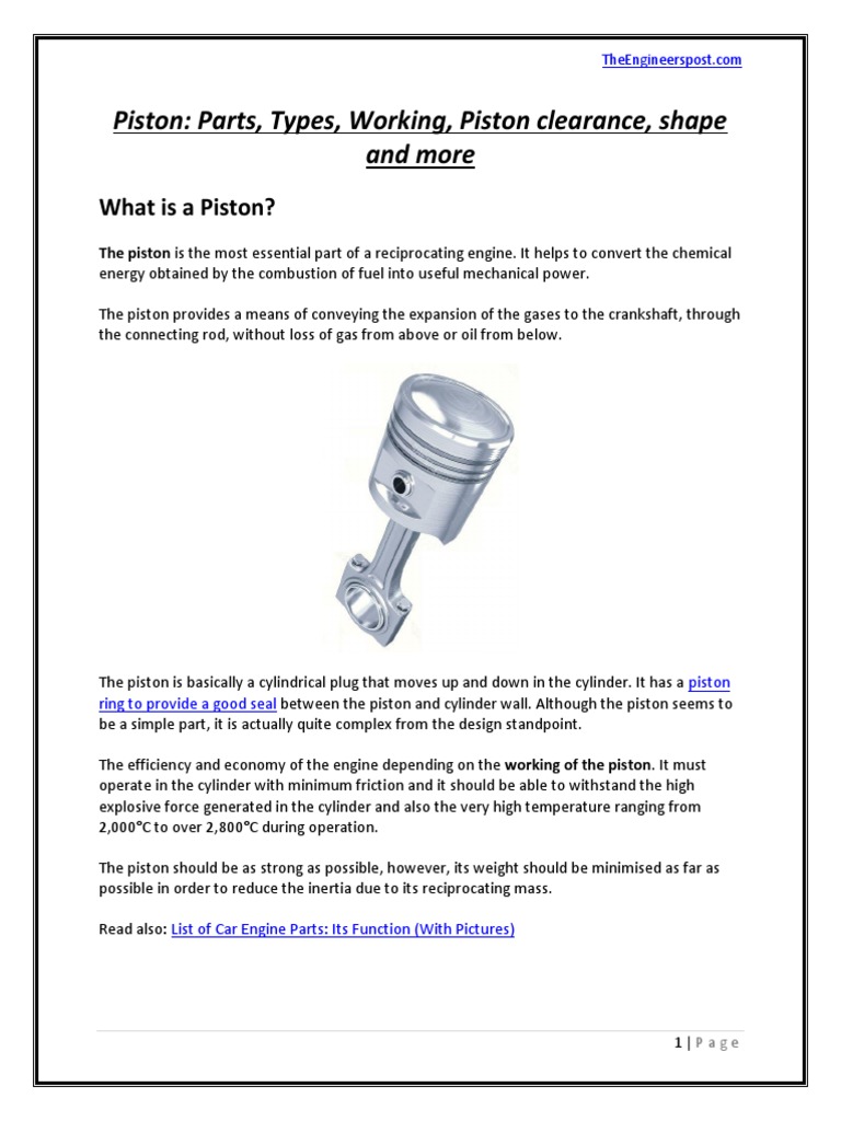 Piston | PDF | Piston | Engines