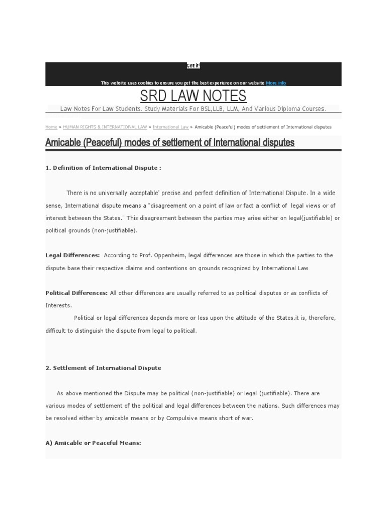 Settlement of Disputes in International Law | PDF | Mediation | Arbitration