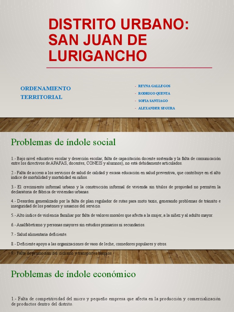 Problemas y desafíos del distrito de San Juan de Lurigancho y ...