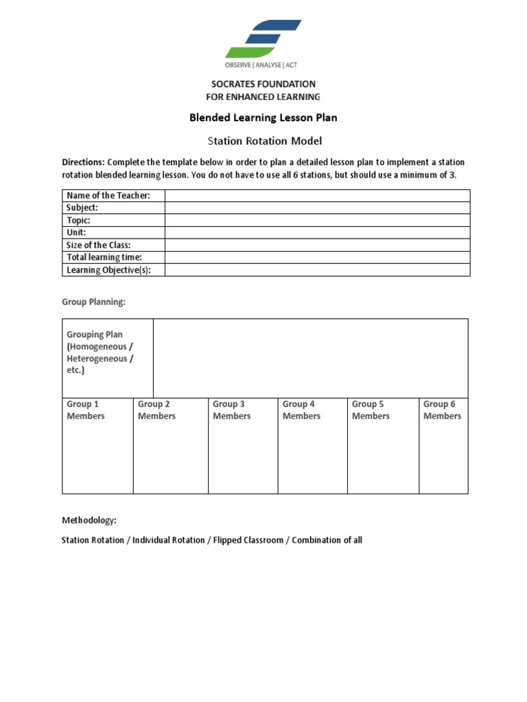 Socrates-Blended Lesson Plan Template | PDF | Lesson Plan | Change