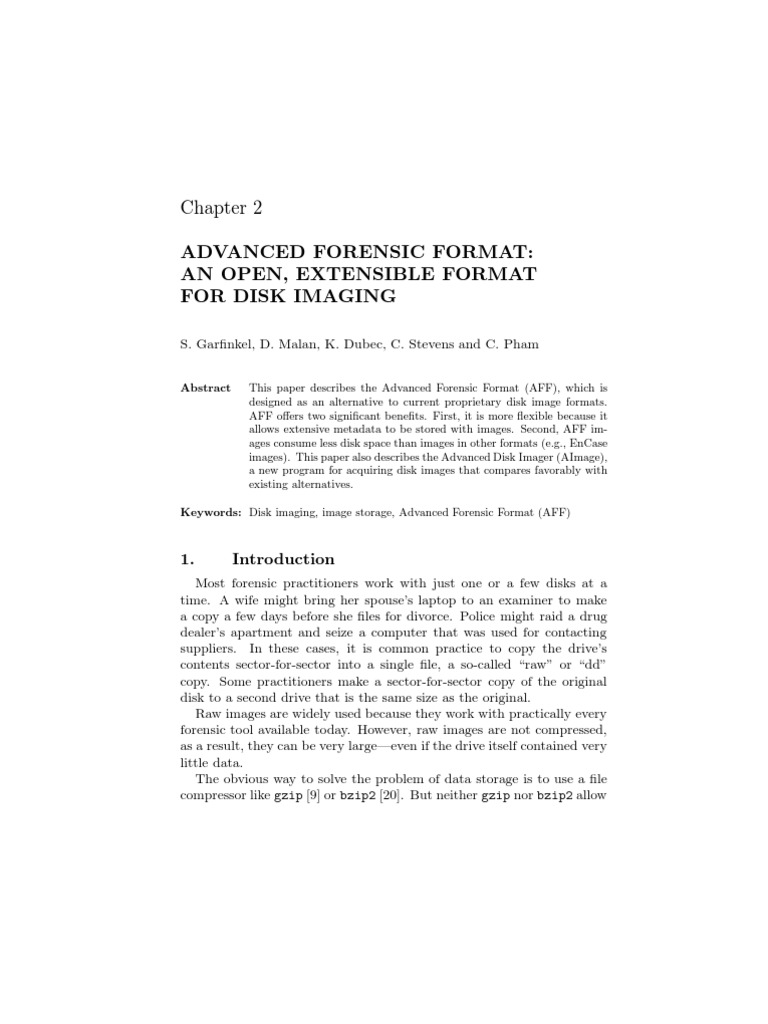 Advanced Forensic Format: An Open, Extensible Format For Disk Imaging ...