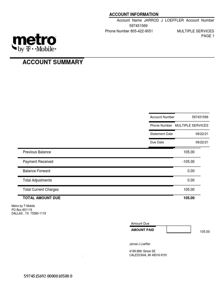 Metro Pcs Bill PDF | PDF | Fee | Mobile Technology