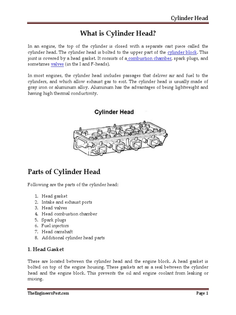 An In-Depth Look at the Cylinder Head: Its Parts, Designs, Functions ...