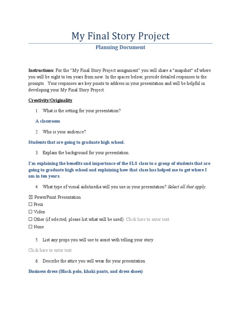 My Final Story Project Overview | PDF | Behavior Modification | Learning