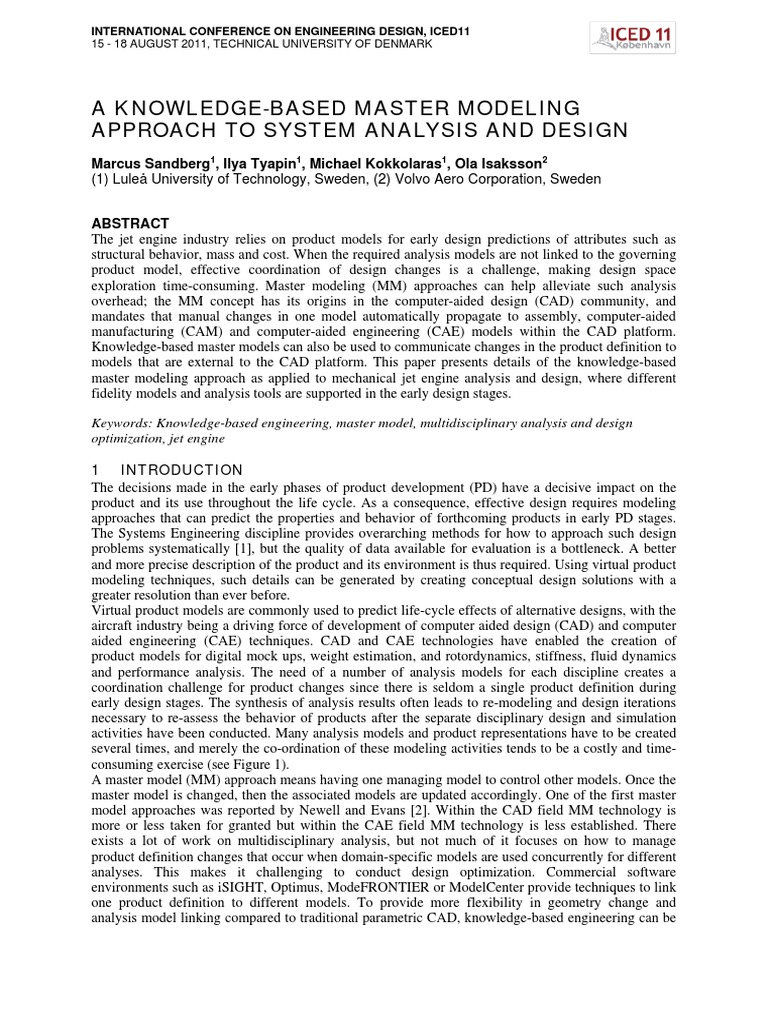 A Knowledge-Based Master Modeling Approach To System Analysis and ...