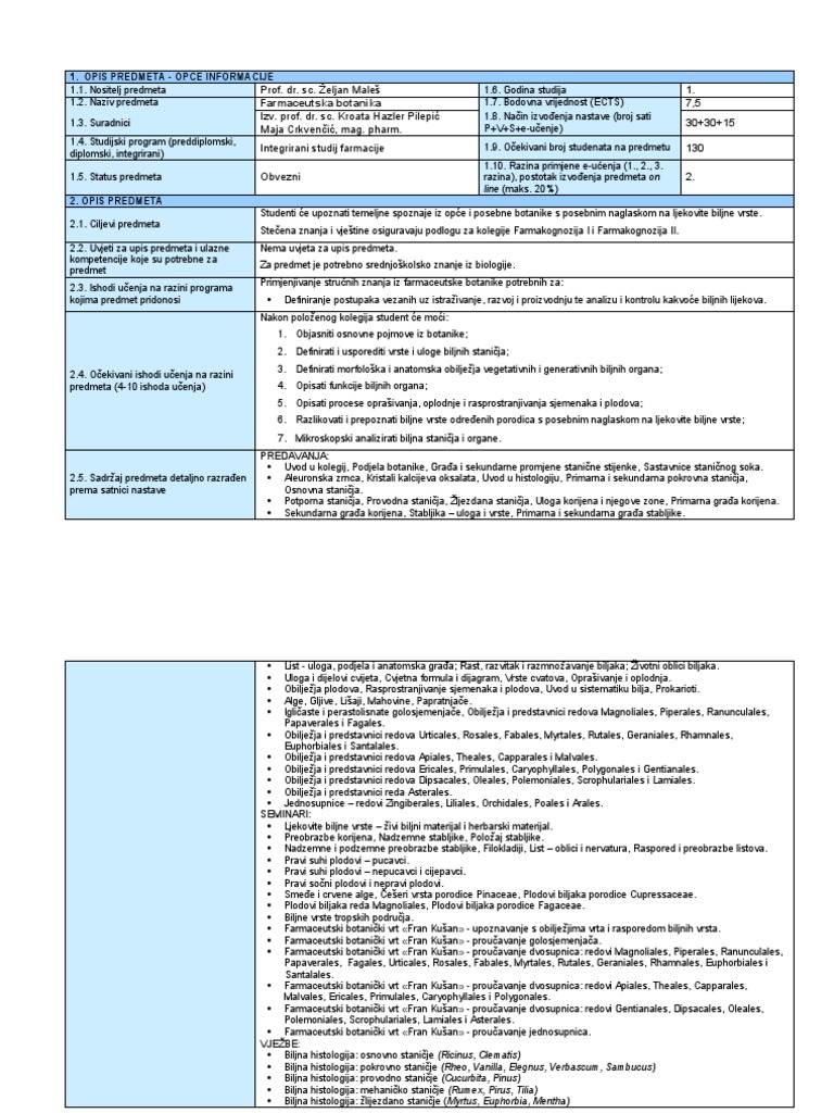 Farmaceutske Botanika | PDF