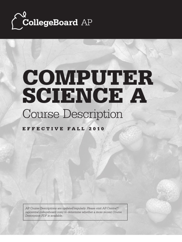 Ap Computer Science Course Description Pdf Advanced Placement Class Computer Programming