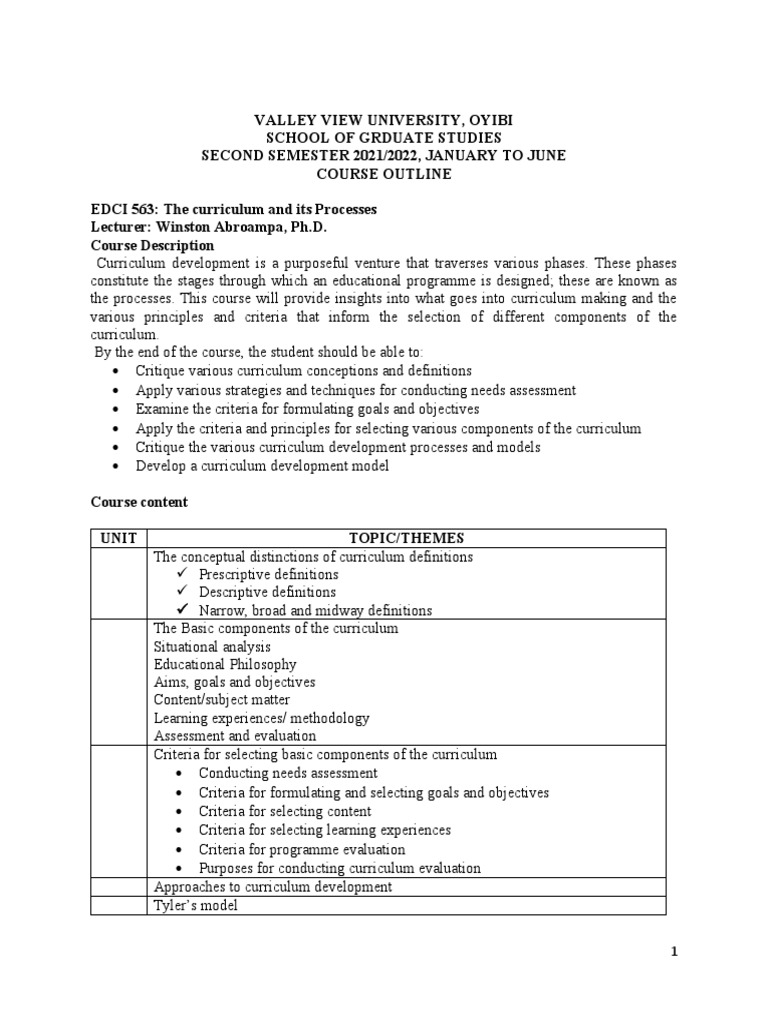 Curriculum Development Processes Course | PDF | Curriculum | Evaluation