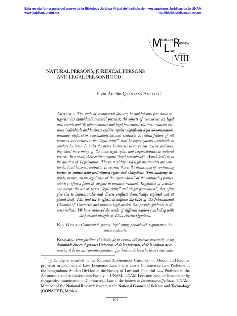 Natural Persons-Juridical and Legal Personhood-Article | PDF | Piercing ...