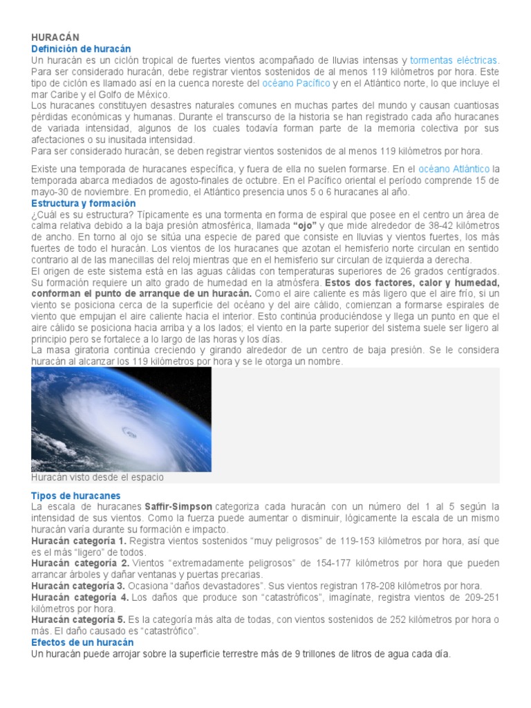 HURACÁN | PDF | Ciclones tropicales | Herida