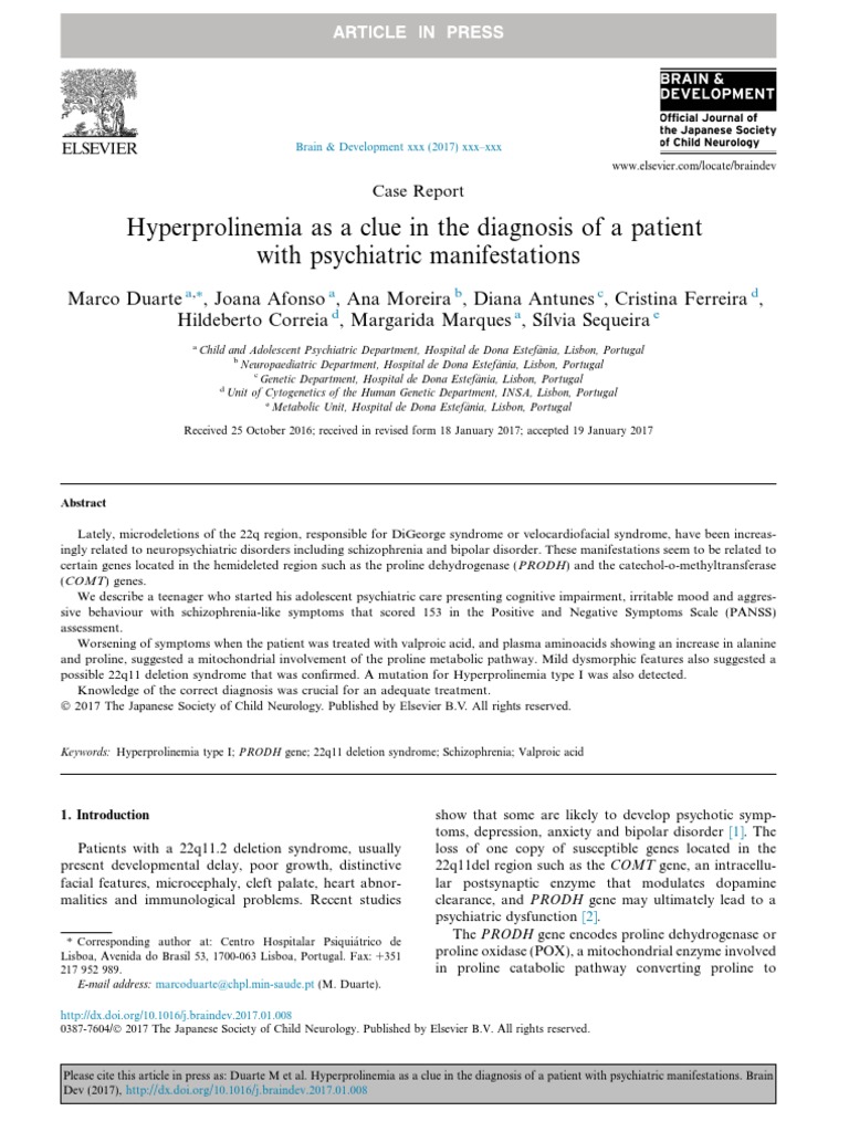 2-Hyperprolinemia As A Clue in The Diagnosis of A Patientwith ...