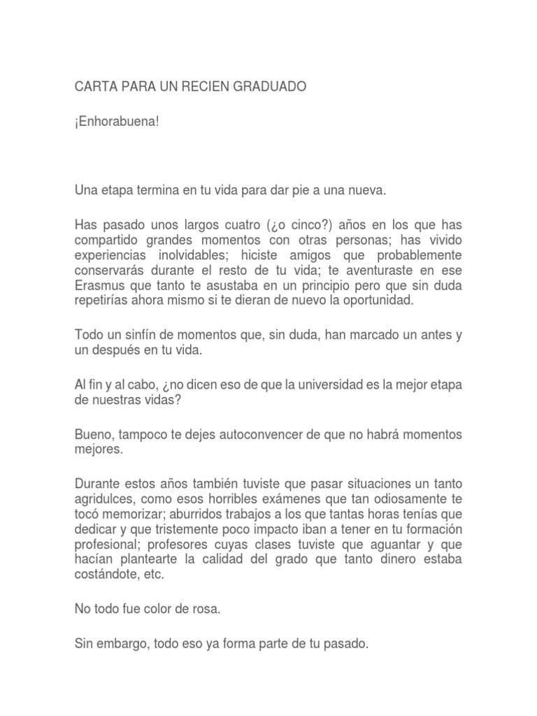 Carta para Un Recien Graduado | PDF | Blog