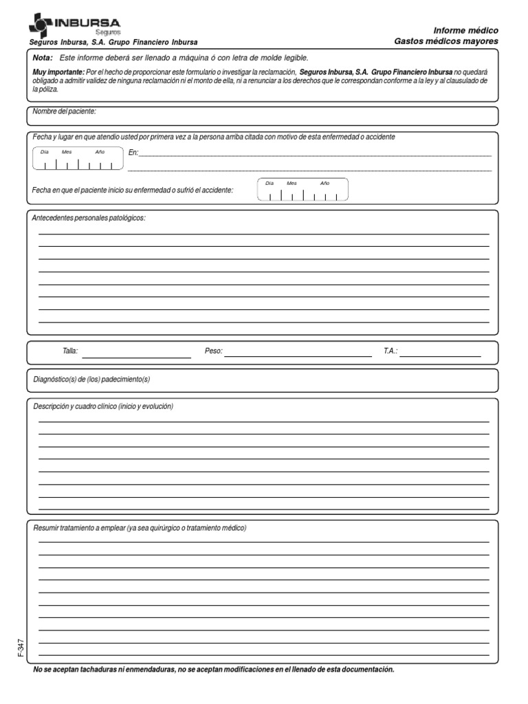 Informe Medico Inbursa | PDF | Diagnostico medico | Epidemiología