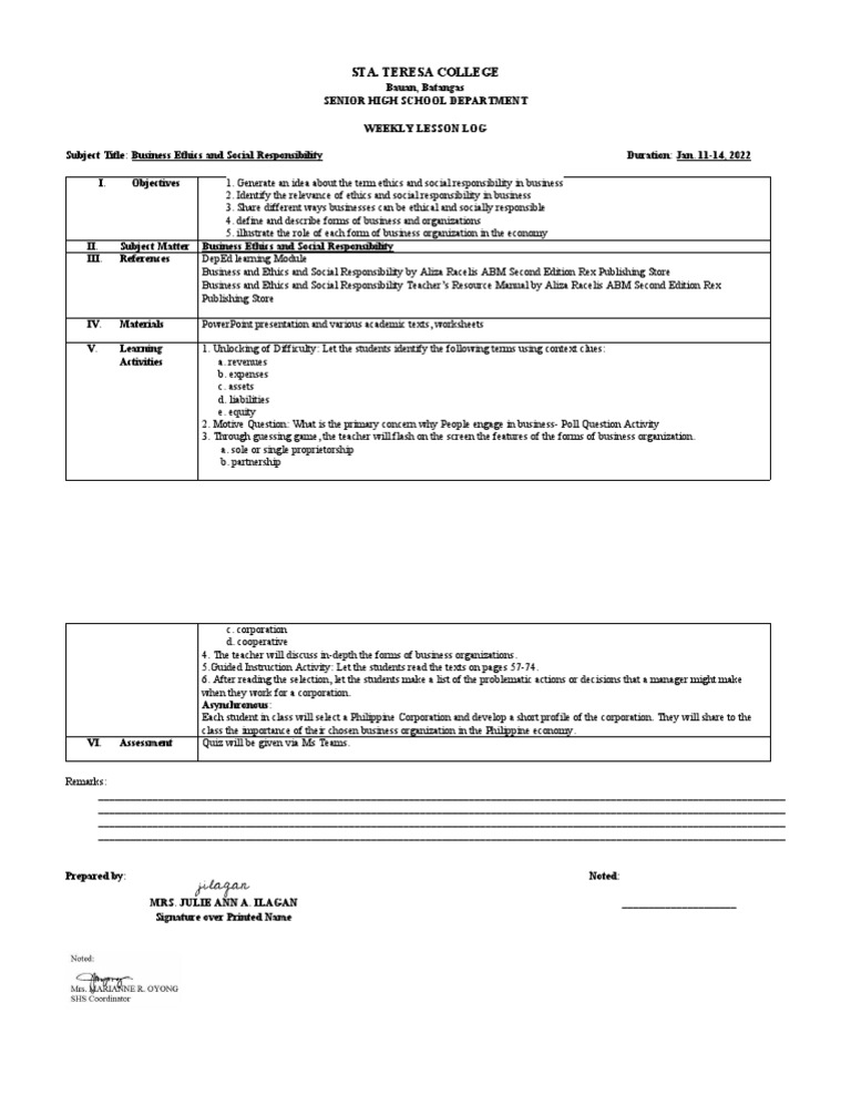 Business Ethics Lesson 1 | PDF | Learning | Cognition