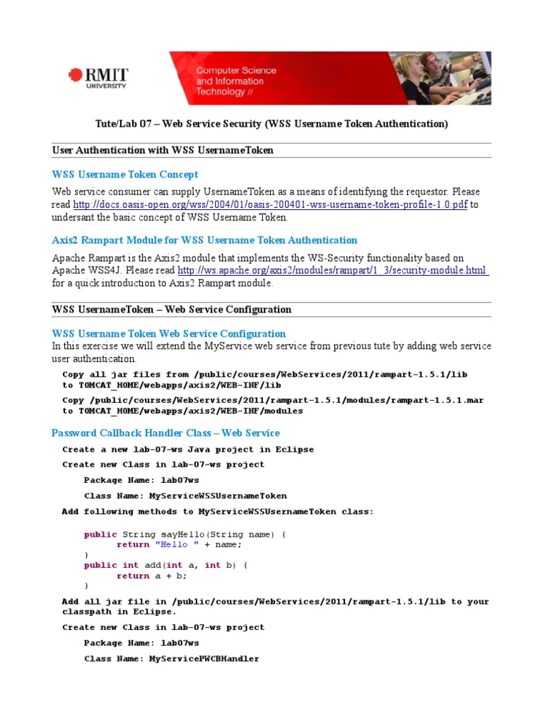 Tute/Lab 07 - Web Service Security (Wss Username Token Authentication ...