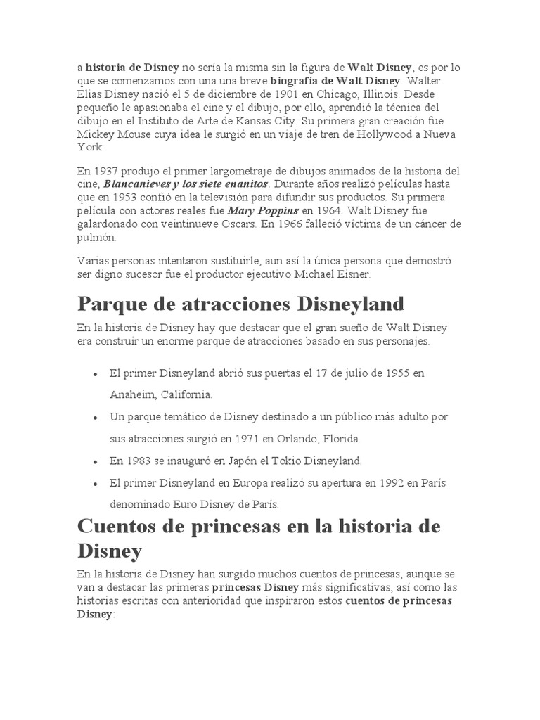 Biografía y legado de Walt Disney | PDF | Walt Disney | Disneyland